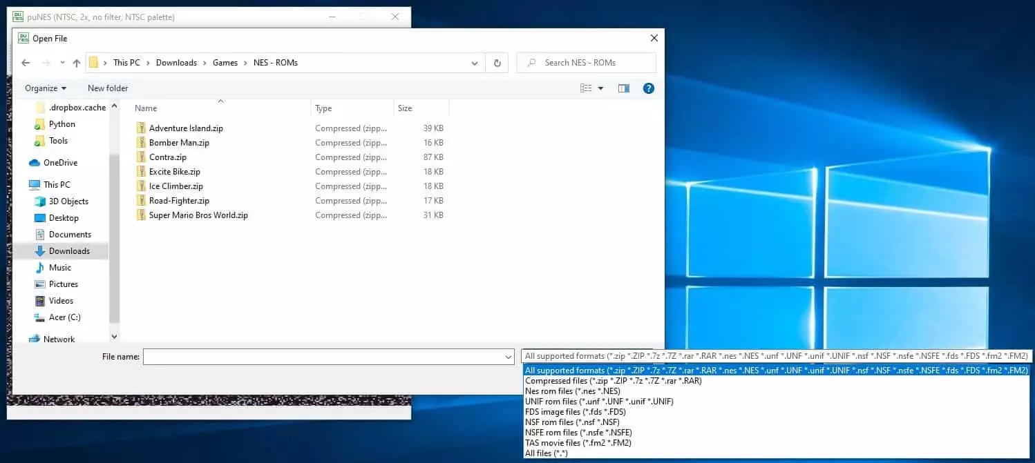 PuNES emulator podržava formate