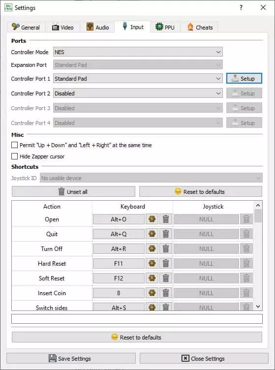 setelan input emulator puNES