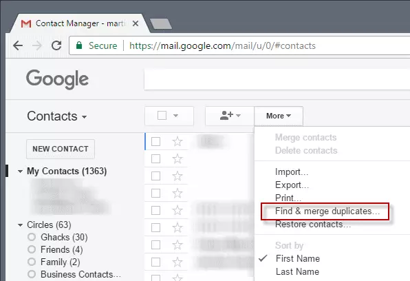 Οι επαφές του gmail συγχωνεύουν διπλότυπα