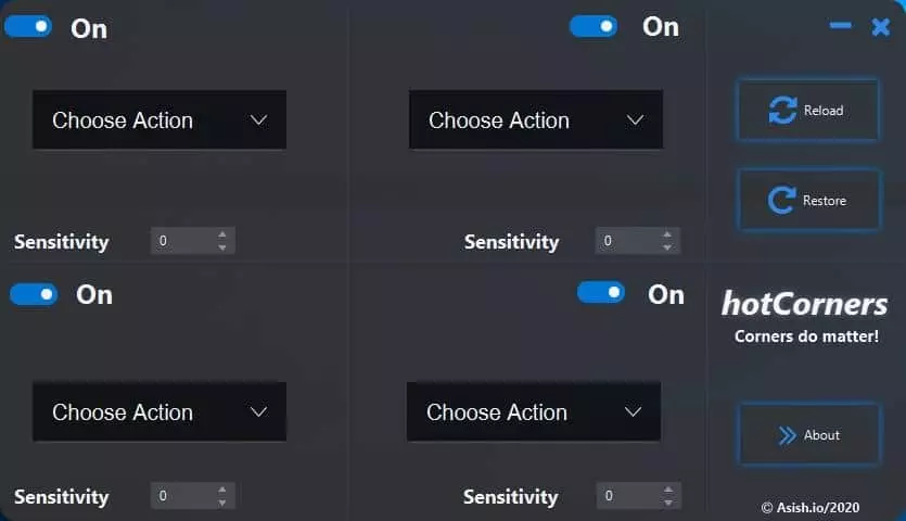 HotCorners huwa programm tal-Windows li jippermettilek iżżid shortcuts jew azzjonijiet personalizzati mal-4 kantunieri