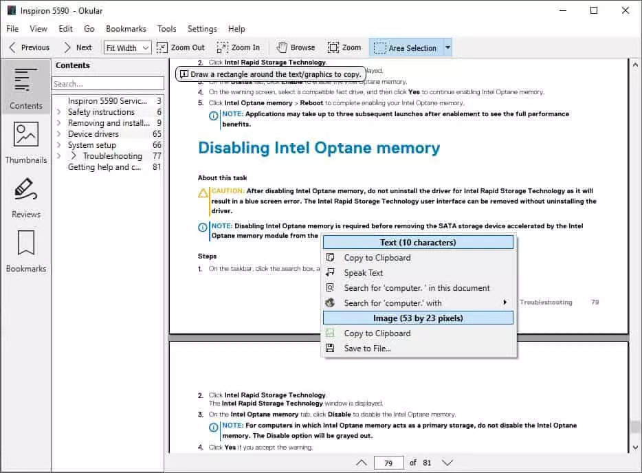 Okular feu clic dret al menú contextual