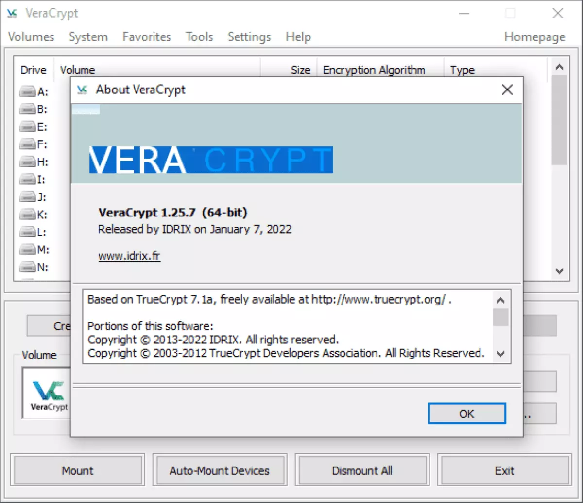 VeraCrypt 1.25.7 жаңартуы Windows Vista, 7 және 8 жүйелеріне қолдауды қайта енгізеді