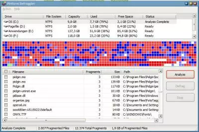 software de desfragmentação de arquivos defraggler