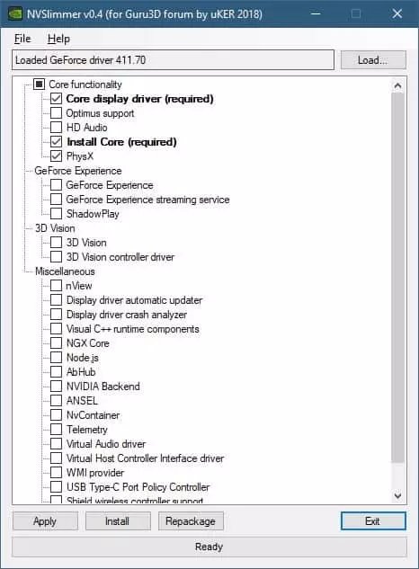 Nvidia bestuurder trimmer NVSlimmer opgedateer na weergawe 0.9