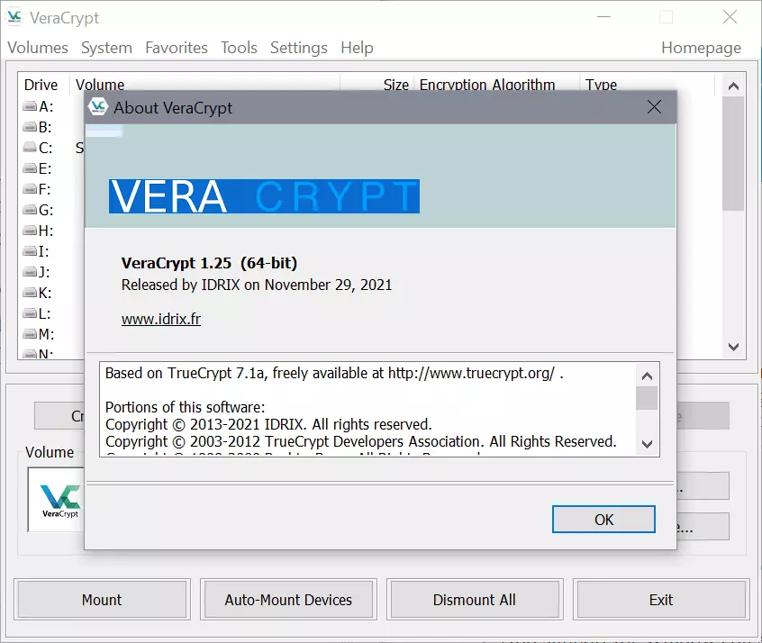 VeraCrypt 1.25 Windows 8.1 және 7 нұсқаларын, Mac OS 10.8 және одан бұрынғы нұсқасын қолдайды. 184_1