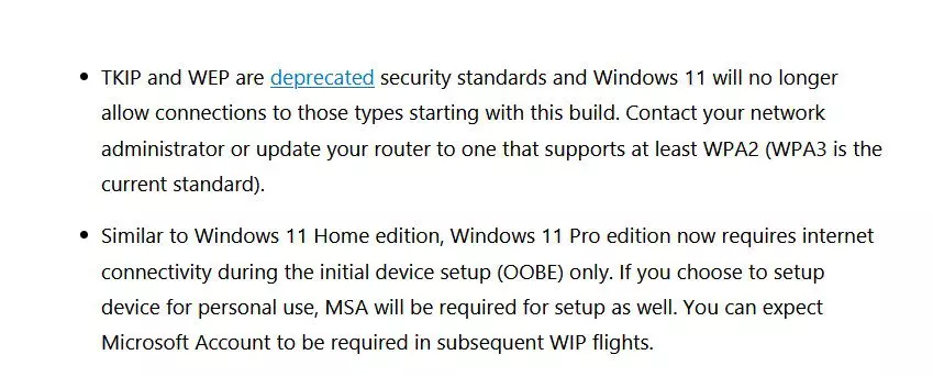 A Windows 11 Pro felhasználóknak be kell jelentkezniük Microsoft-fiókjukba a jövőbeni telepítésekhez