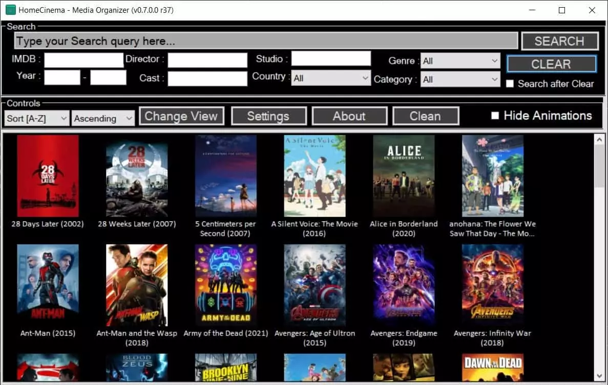 HomeCinema: softver za katalogiziranje medija za Windows