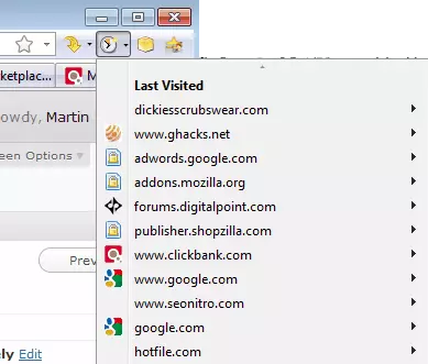 llocs web recents de Firefox