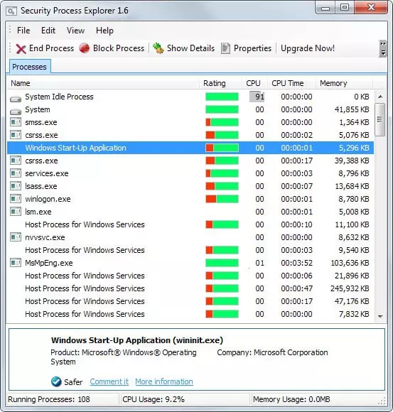 explorador de processos de segurança