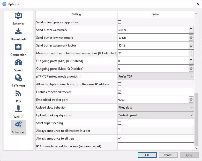 indlejret tracker i qBittorrent