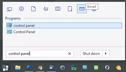 ngamimitian panel kontrol menu