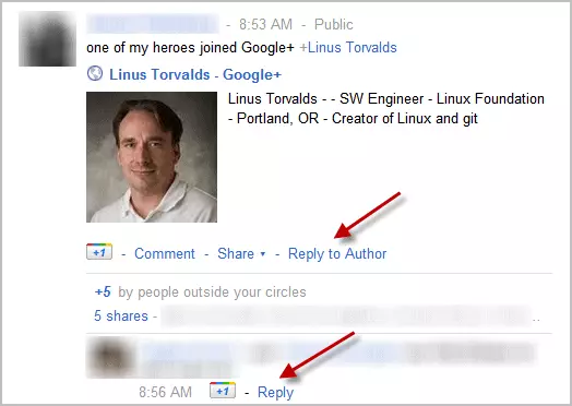 google+ répond à l'auteur
