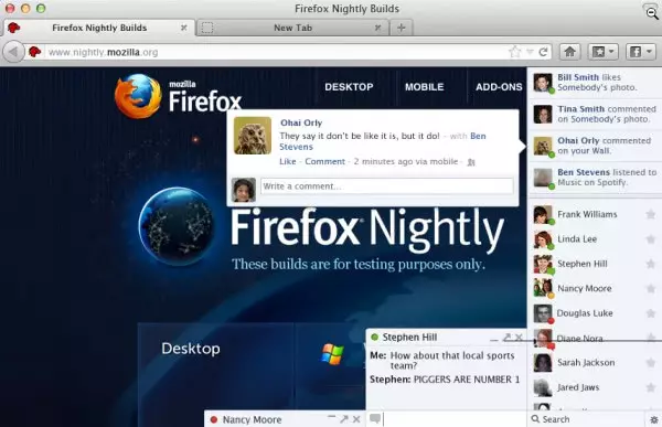 Firefox entegrasyon sosyal