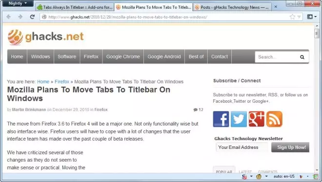 ផ្ទាំង firefox នៅក្នុងរបារចំណងជើង