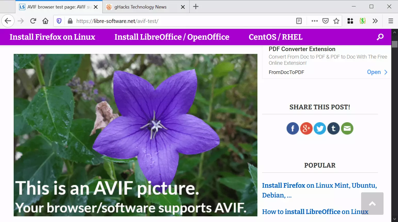 Firefox 86 : support AVIF activé par défaut 18880_1