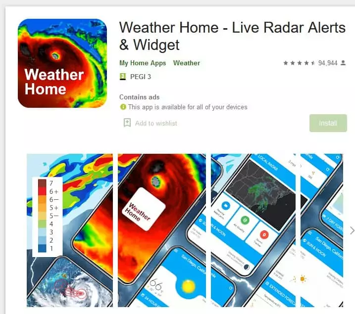 Aplicativo meteorológico para Android instalado por meio de um anúncio
