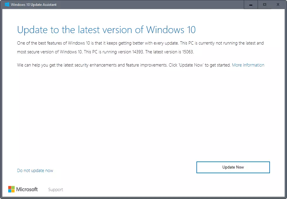 frissítés a Windows 10 legújabb verziójára