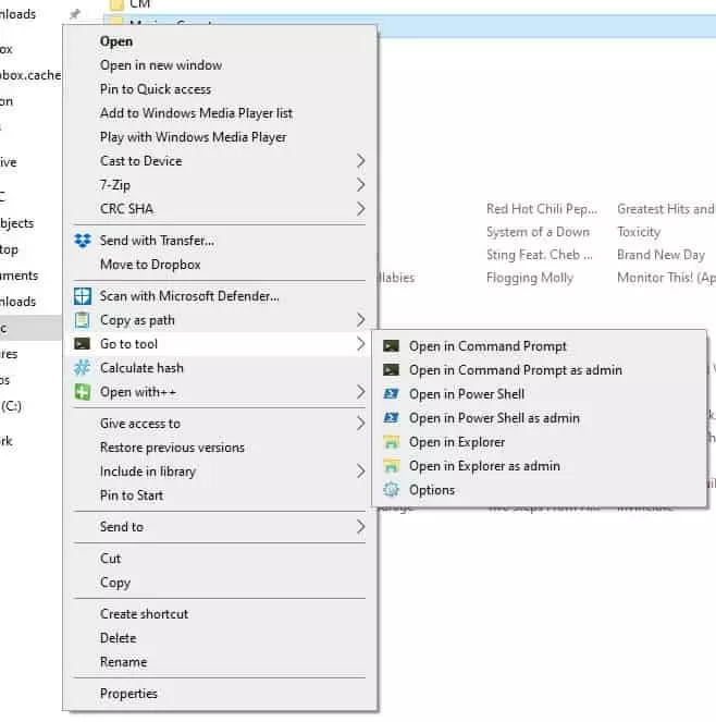 Buka Command Prompt, PowerShell di folder mana pun dengan ExplorerGenie