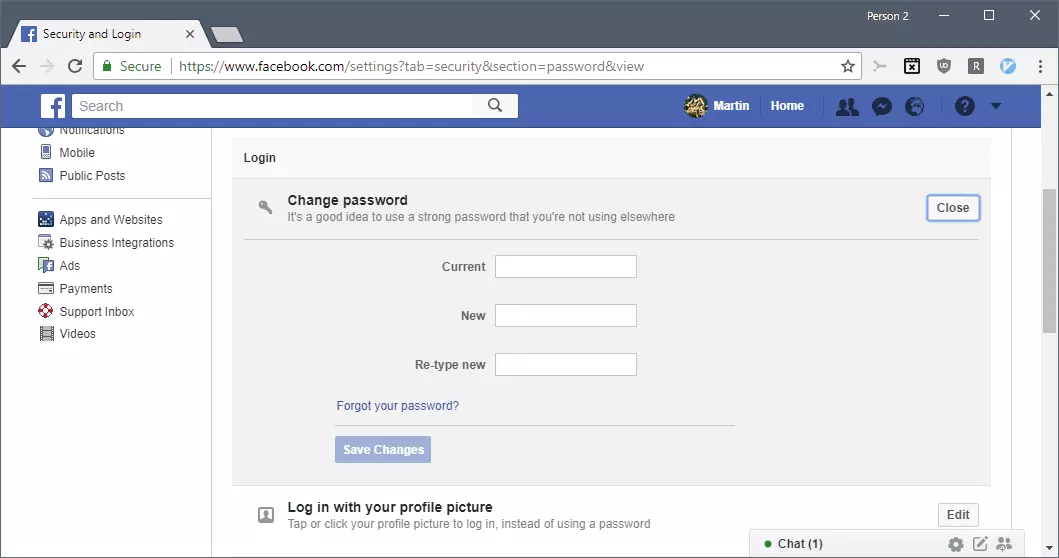 пароль facebook