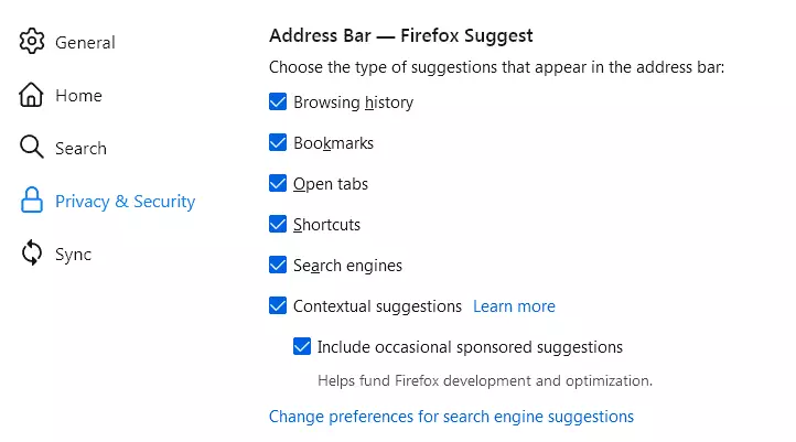 firefox sugestas ĝisdatigitajn preferojn