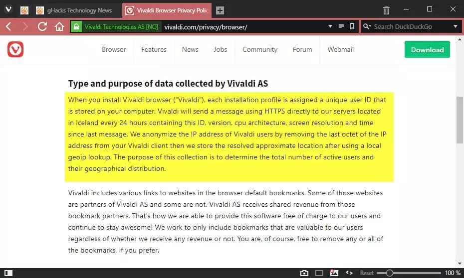 vivaldi privacy