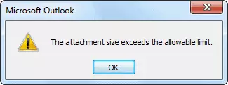 Outlook 2010 priedas viršija limitą