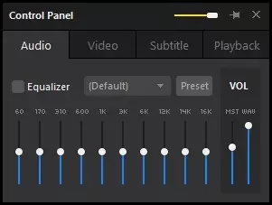 ovládací panel potplayeru