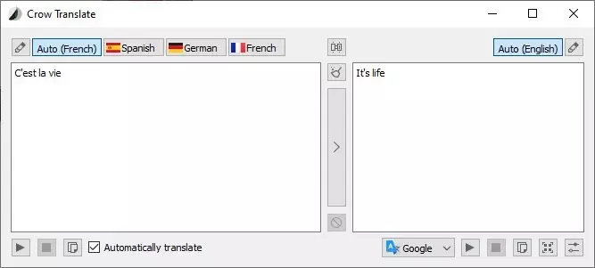 ક્રો ટ્રાન્સલેટ એ Windows અને Linux માટે હળવા વજનનું, ઓપન-સોર્સ અનુવાદ સાધન છે