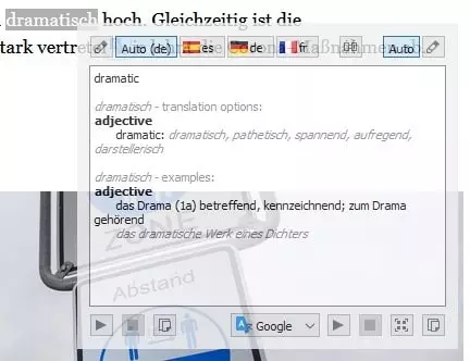 Crow Translate-Popup-Oberfläche