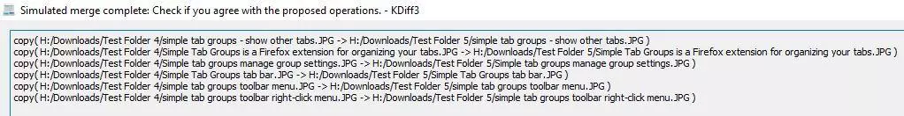 Simulación de combinación de cartafoles kdiff3