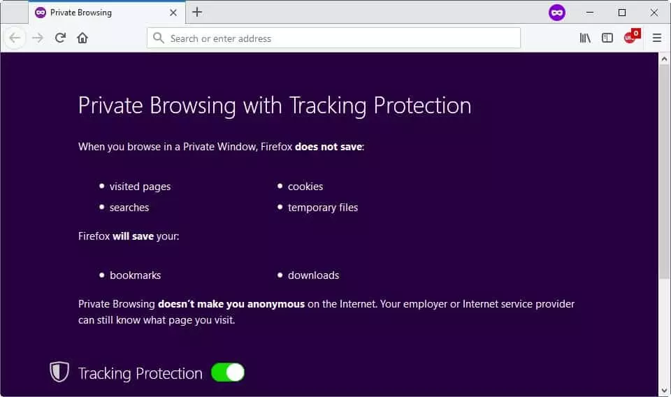 Firefox 59: odstranjevanje napotitvene poti v zasebnem brskanju