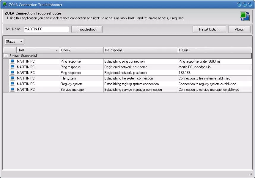 ZOLA Connection Troubleshooter でリモート ネットワークの問題を確認して修正する