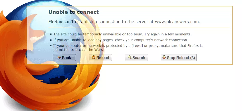 Firefox nie może się połączyć