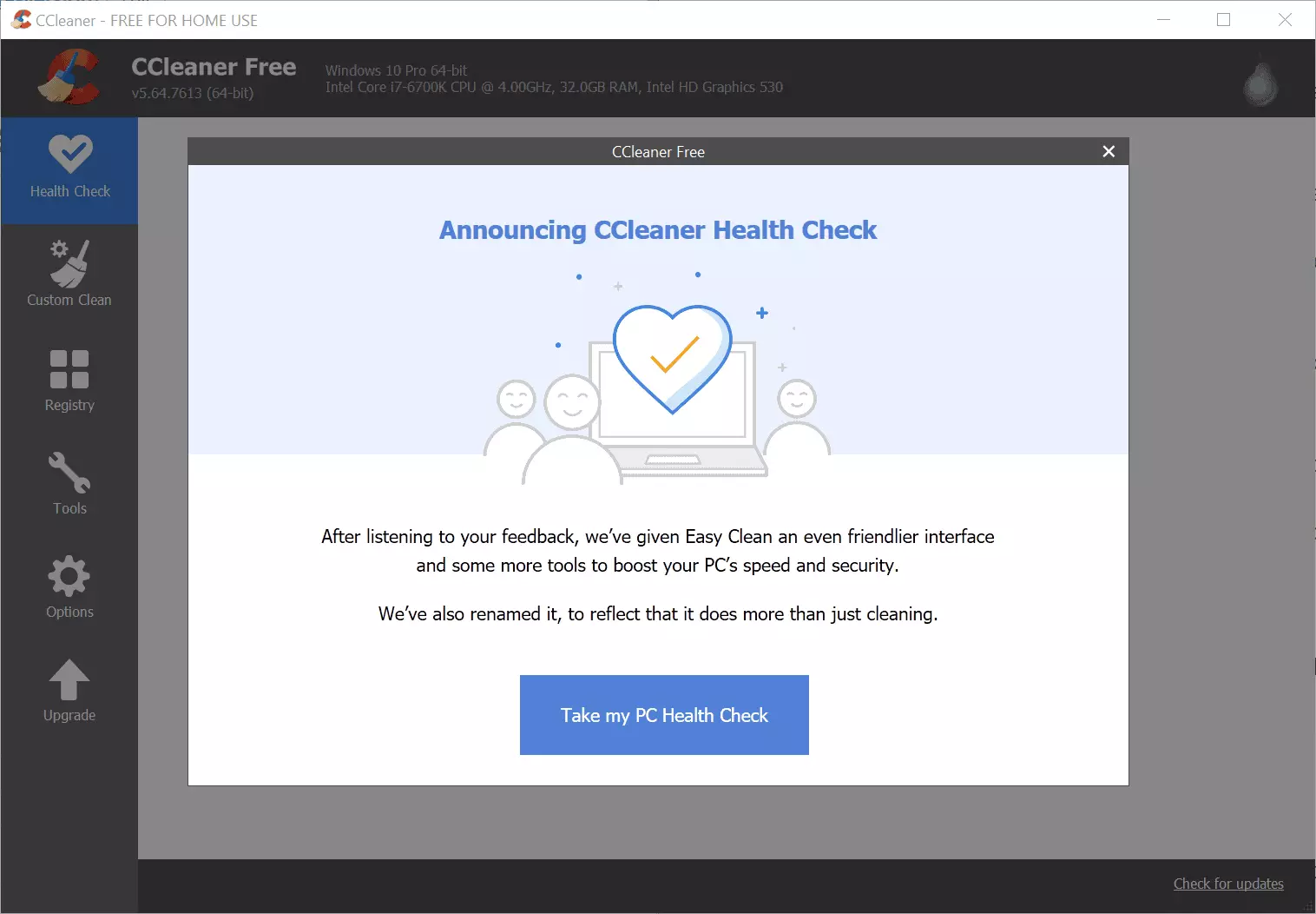 ccleaner ကျန်းမာရေးစစ်ဆေးခြင်း။
