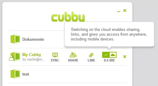 Cubby Cloud aus Sync