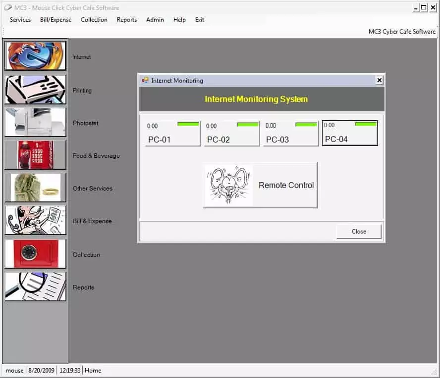 Interreta kafejo monitora programaro