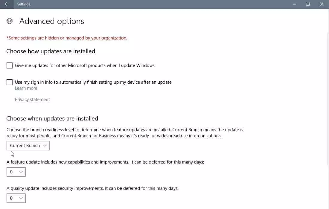 Windows 10 Creators Update៖ ជម្រើសថ្មីដើម្បីពន្យារការធ្វើបច្ចុប្បន្នភាព