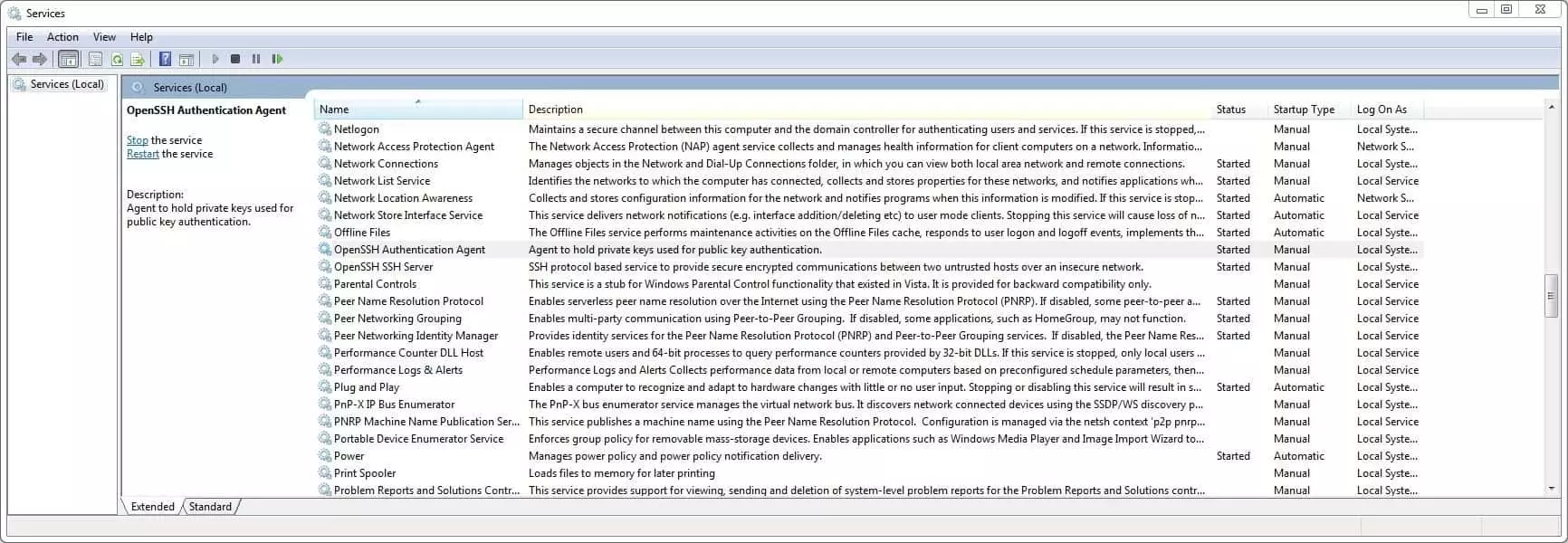 openssh Windows サービスの開始方法