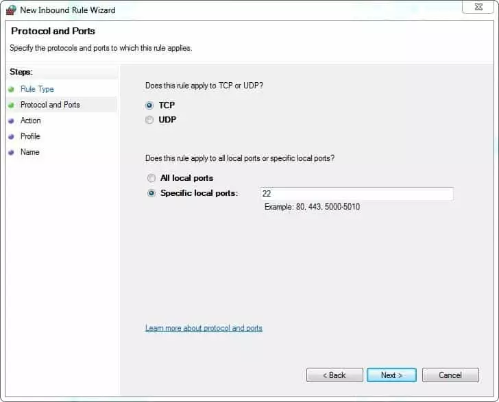 Como configurar un firewall de Windows con porto SFTP