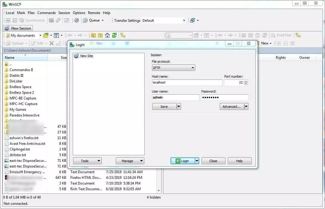 ونڊوز WINSCP ۾ SFTP سرور