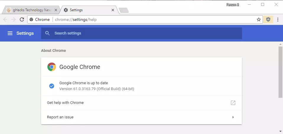 versión estable de Chrome 61