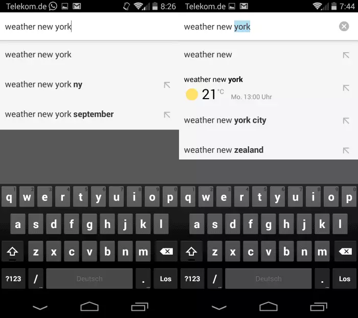 google chrome android vyhľadávací tip
