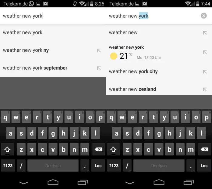 sugerencia de búsqueda de google chrome android