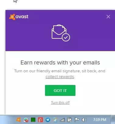 Tanda tangan email di Avast Free Antivirus