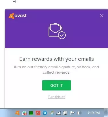 Avast مفت اينٽي وائرس ۾ اي ميل دستخط