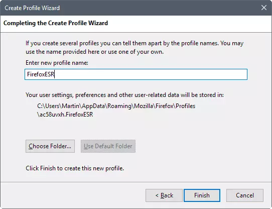 Firefox ESR profile