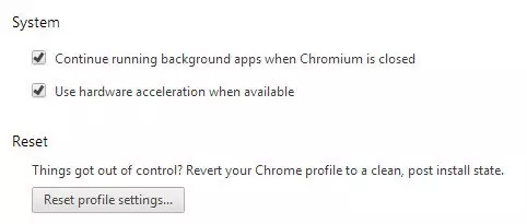 Chrome resetează setările profilului