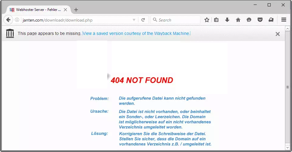 El pilot de prova de Firefox no més 404