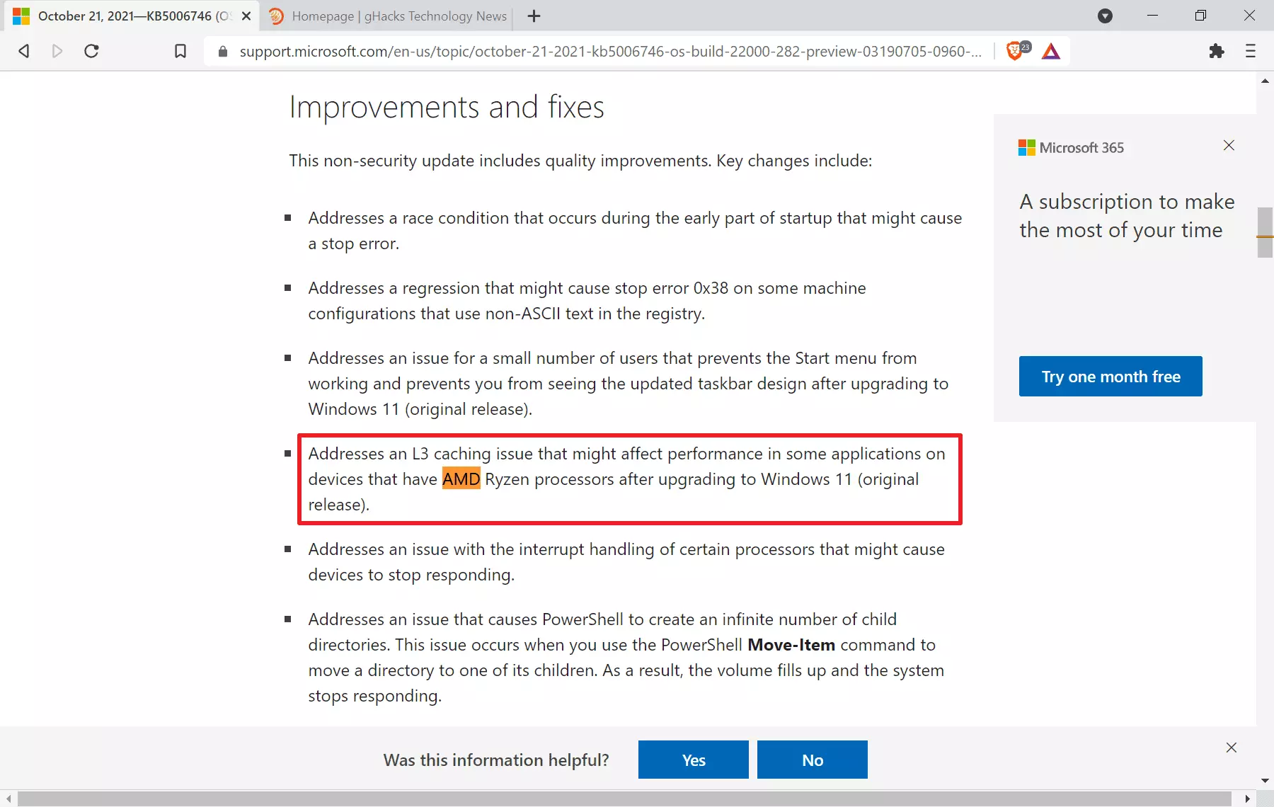 Microsoft Windows 11 Update Fix amd KB5006746