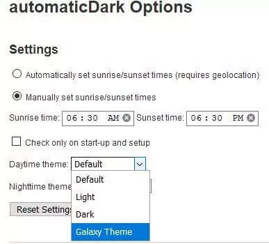 Automatyczny motyw niestandardowy Dark Firefox